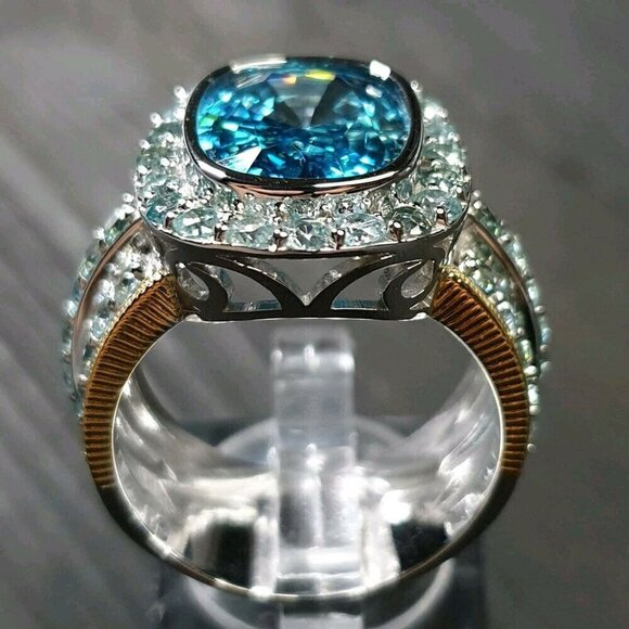 Jewelry | Noble Vintage Radiant Cut Blue Gemstone Layer Rings For Women ...
